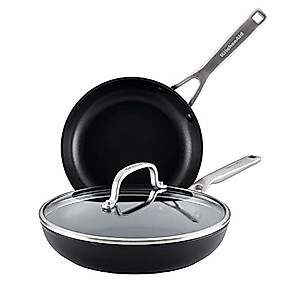 KitchenAid Hard Anodized Induction Nonstick Frying Pans/Skillet Set, 3 Piece - Matte Black