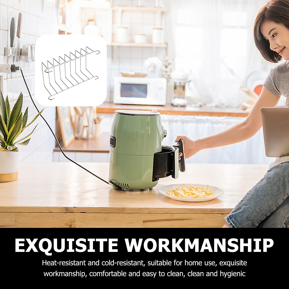 DOITOOL Toast Bread Rack Holder, 2Pcs 8 Slice Holes Stainless Steel Tool Cooling Grid Bread Rack Non- Stick Bread Loaf Stand Air Fryer Accessories Organizer