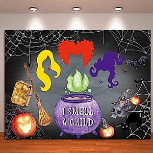 Drink Up Witches Theme Background 5x3ft Halloween I Smell a Child Photography Backdrop Baby Shower Kids Birthday Trick or Treat Party Decorations Boo Bats Pumpkin Dark Night Photo Booth Props