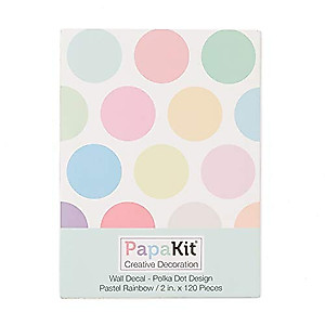 PapaKit Large Round Polka Dot Confetti Wall Decal Baby Nursery Child Kid Boy Girl Bedroom Home Decor | Creative Art Design Pattern | Safe Removable Adhesive (Pastel Rainbow, 2 Inches x 120 Pieces)