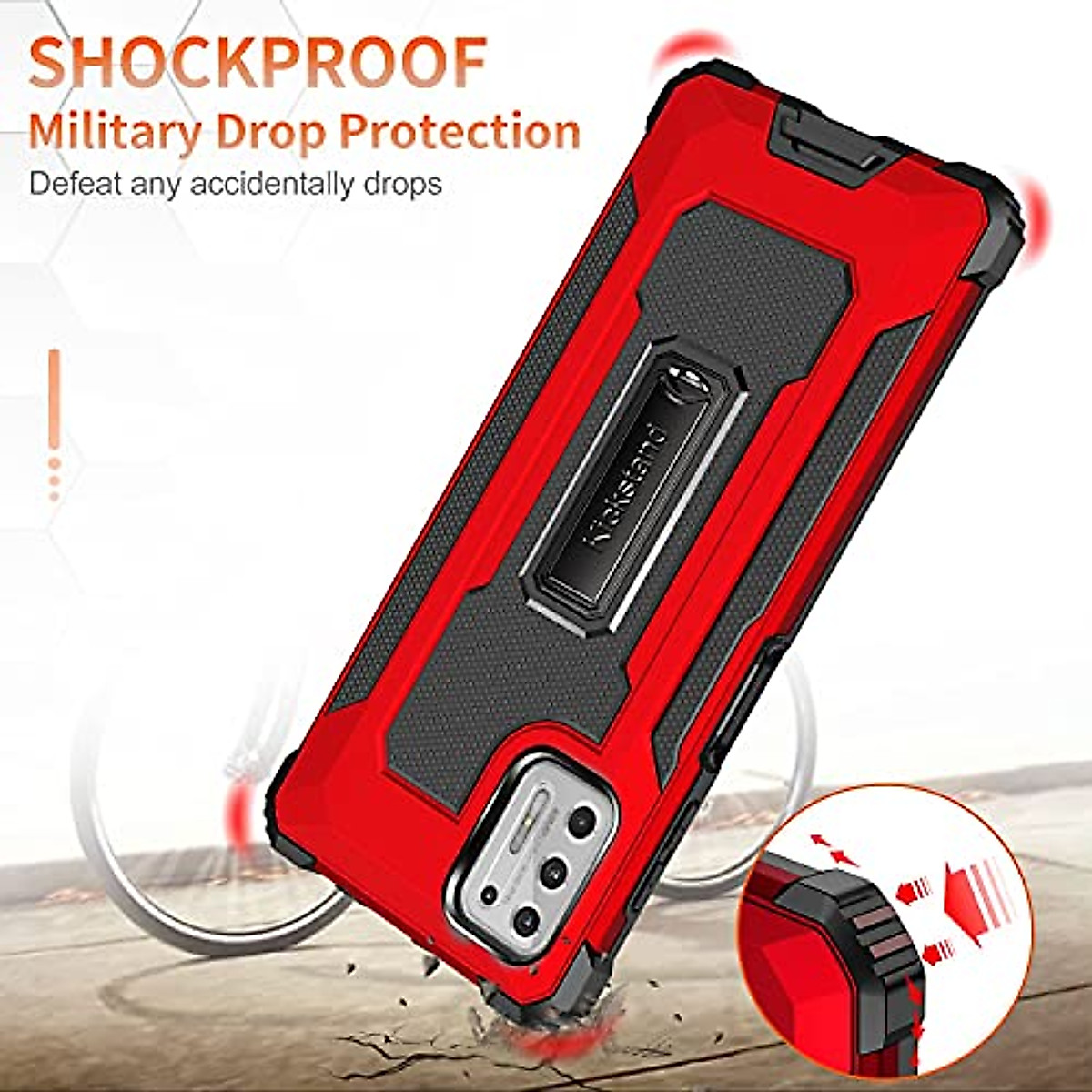 DAWEIXEAU Case for Moto G Stylus 2021,Heavy Duty Rugged Shockproof Protective Cover Case for Moto G Stylus 2021 (Red)