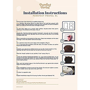 Purrfect Portal XL Pet Cat Door for Interior Doors :: Molded Plastic Kitty Cat Pass for Large Cats up to 30 Lbs :: Installs in Minutes, Stays on Securely, Easy to Follow Instructions + Hardware, White