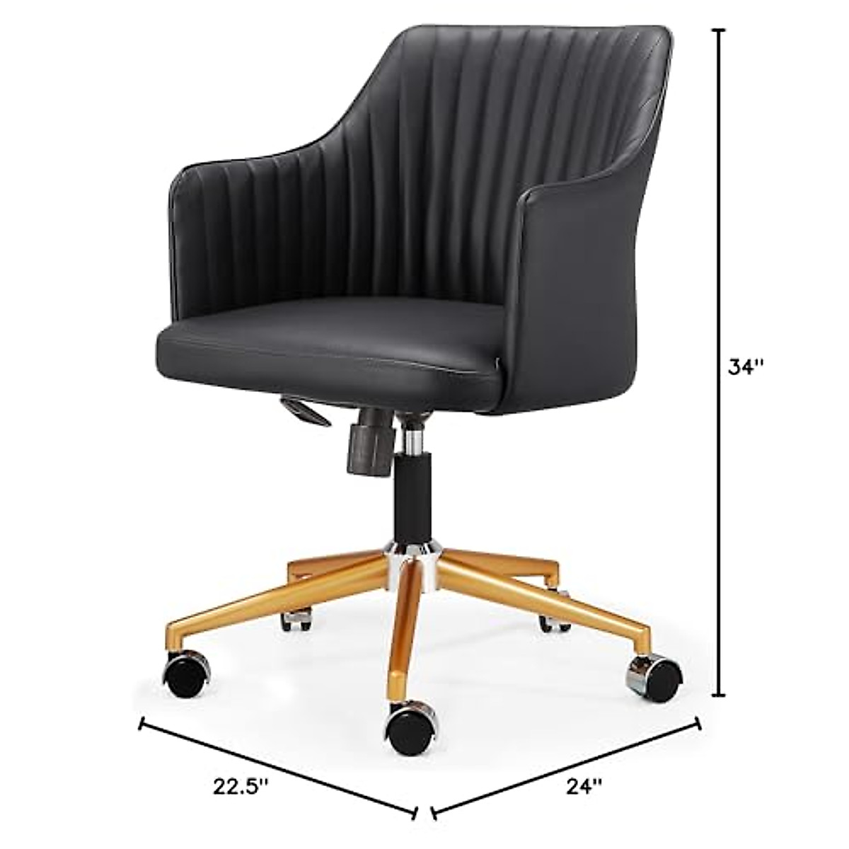 Klarel Nest Office Home Desk Chair, Black and Gold