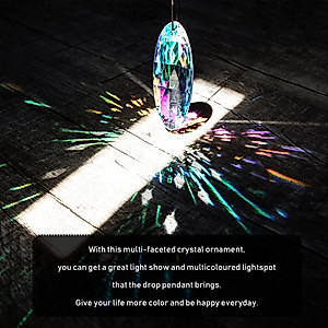 H&D HYALINE & DORA Rainbow Crystal Drop Prism Suncatcher Hanging Pendant Ornament Window Sun Catcher,120mm
