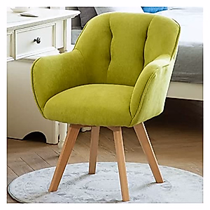 WIGSELBL Desk Chair Modern Velvet Armchair 360° Rotation Office Chair Medium Back Upholstered Swivel Accent Chair with Wood Legs Vanity Chair for Living Room Bedroom Study (Color : Green)