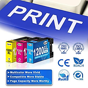 Jagute 1200XL Color Ink Cartridges Combo Pack Replacement for Canon PGI-1200XL PGI-1200 XL 1200XL Work with Maxify MB2050 MB2320 MB2020 MB2720 MB2120 MB2350 Printers (2Cyan/2Magenta/2Yellow, 6-Pack)