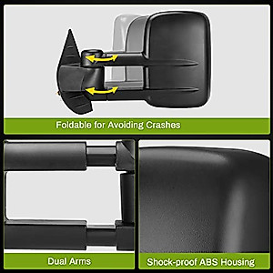 AUTOSAVER88 Towing Mirrors Compatible with 2007-2013 Chevy Silverado 1500 Avalanche, Manual Telescoping Side Tow Mirror for 2007-2014 GMC Yukon XL 1500/2500 Sierra 2500 HD/3500 HD Pair Set