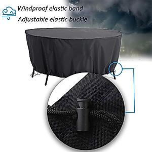 Patio Furniture Covers,Mayhour Heavy Duty Waterproof Round Table Chair Set Cover for Outdoor Dining Table Garden Yard UV Resistant Anti-Fading Dustproof Desk Protective with Elastic Balck Large