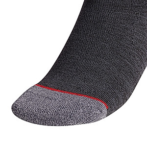 adidas Boys' Youth Blocked Linear II 6-Pack Quarter, Black/Onix Grey/Scarlet Red, Large