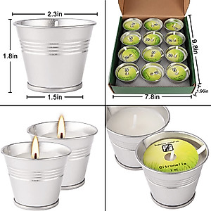 12 Pack Citronella Candles Outdoor 2.0oz Soy Wax Candles in Small Buckets for Home Patio Porch