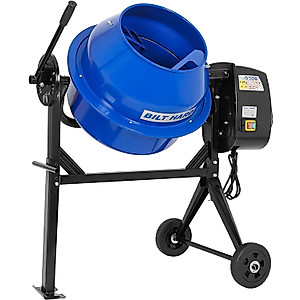BILT HARD Electric Cement Mixer, 4 Cubic Ft. Portable Concrete Mixer Machine, Wheelbarrow Cement Mixing Tools for Stucco