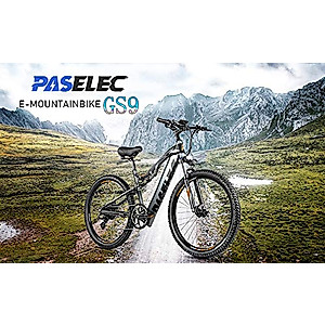 PASELEC Electric Bikes for Adult 27.5'' Mountain Bike Hydraulic Brakes E-Bike Moped Full Suspension Cycle with 48V 13ah Lithium Battery, Peak 750W Powerful Motor Professional 9 Speed E-MTB Bicycle