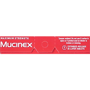 Mucinex 12 Hour Maximum Strength 1200 mg Guaifenesin Extended-Release Tablets for Excess Mucus Relief, Expectorant Aids Excess Mucus Removal, Chest Congestion Relief, 7 Tablets