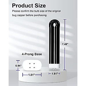 15W Black Light Bug Zapper Replacement Bulb for BB-15WHT Black Flag BZ-15, BF35 Flowtron BK-15D, B1515 Stinger TZ15, FP15, UV15, 7.5 inch U Shaped Bulb 2 Pack