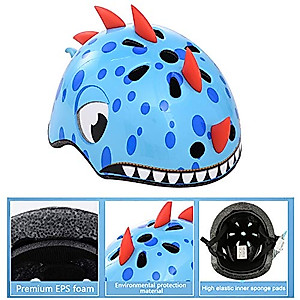 Kids Bike Helmet,Lovely Blue Dinosaur Kids Helmet Ages 2-4 Years Old Boys Girls Sports Helmet for Balance car, trikes, Scooters, Bike and Other Outdoor Sports