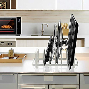 6 Compartments Pan and Pot Lid Organizer Rack Holder, white(2 Pack)