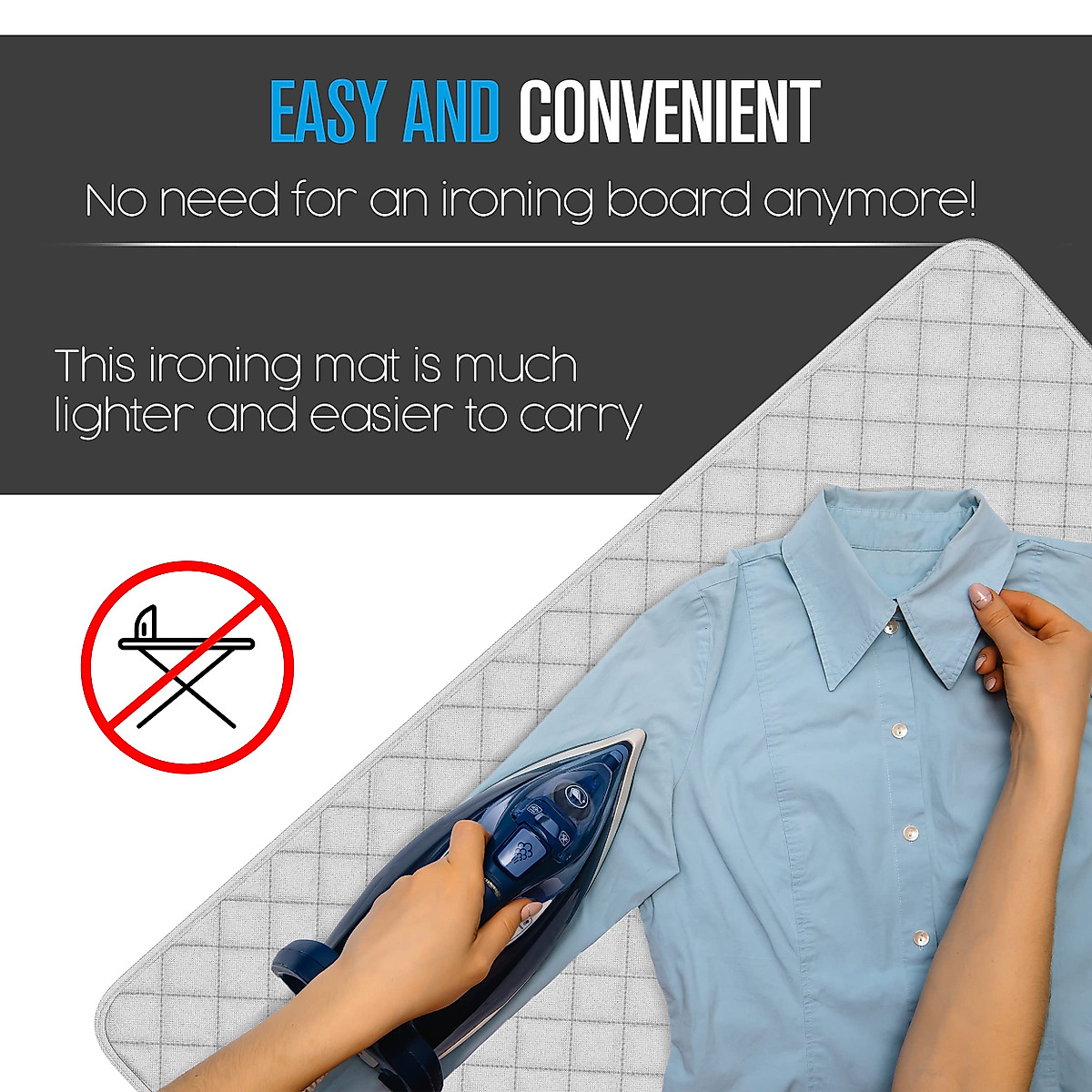 Ironing Mat, Ironing Pad, Iron Mat, Iron Pad, Dryer Top Protector Mats, Magnetic, Portable, Blanket Cover for Table Top, Countertop, Washer, Travel, Quilting, Grey, Wide, Thick, 33 x 17 Inches