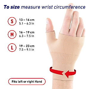 Neo-G Wrist and Thumb Support for Arthritis, Joint Pain, Tendonitis, Sprain - Wrist Brace Wrist Compression Hand Support - S - Beige