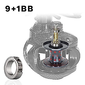 FISHDROPS Baitcaster Reels, 9+1BB, CNC Aluminum Spool, Magnetic Brake System Bait Caster Reel High Speed Gear Ratio 7.0:1 Ultra Smooth Low Profile Baitcasting Fishing Reel