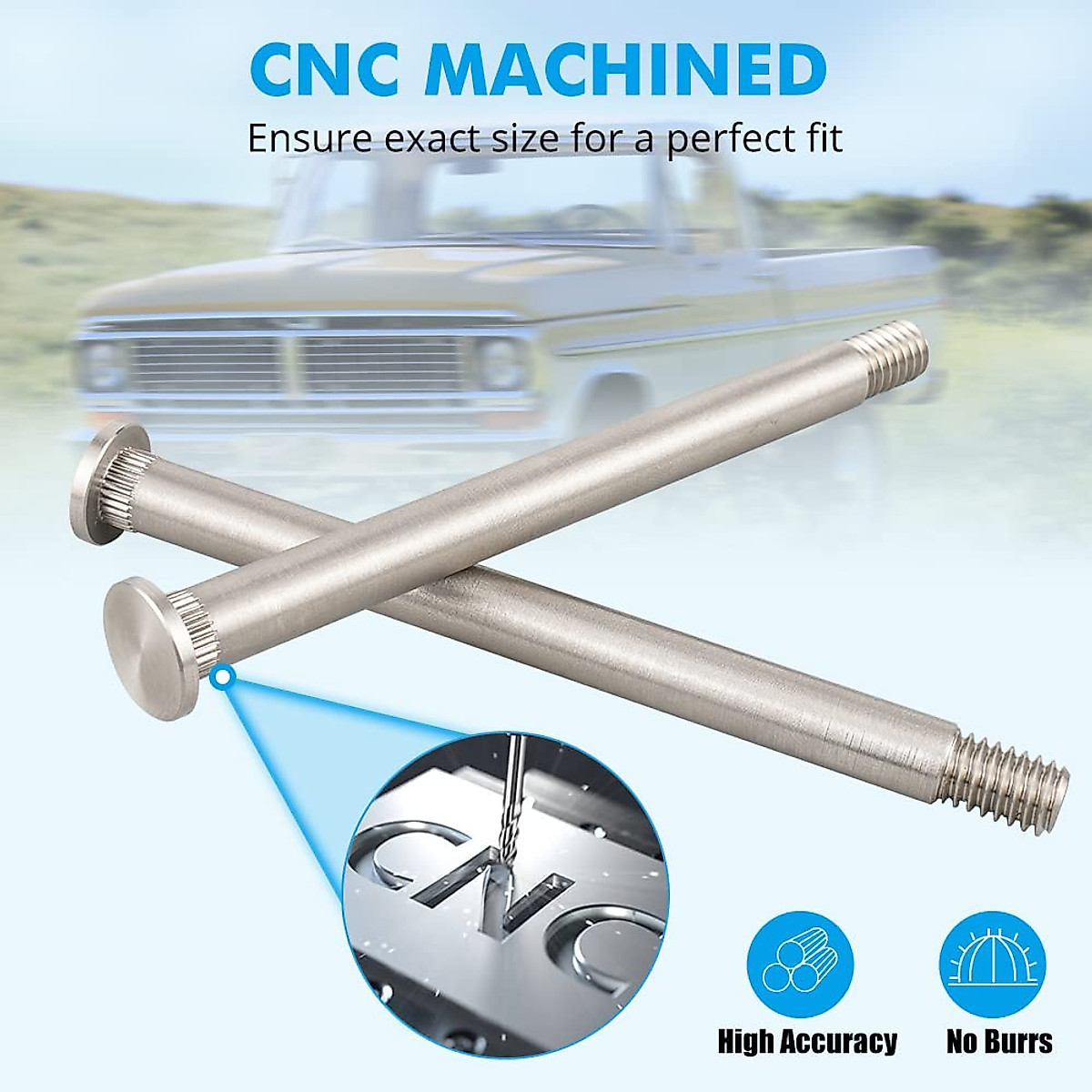 NICECNC Door Hinge Pin & Bushing Repair Kit Compatible with Ford Truck F100 F150 F250 F350 1973-1979, Bronco 1978-1979