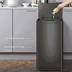 LXXSH 13 Gallon Stainless Steel Automatic Trash Can Large Metal Indoor Trash Can with Lid, Powered by Batteries (not Included) (Size : B)