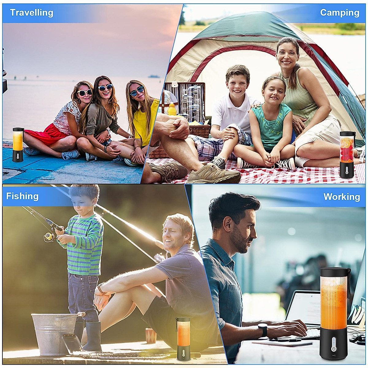 PIPIMOO Portable Blender Personal Size Blender - 15.2Oz USB Rechargeable 4000mAh Mini Blender with 6 Blades Juicer Cup | BPA-Free Shakes and Smoothies, Food Mixer | For Home Sports Outdoors Travel