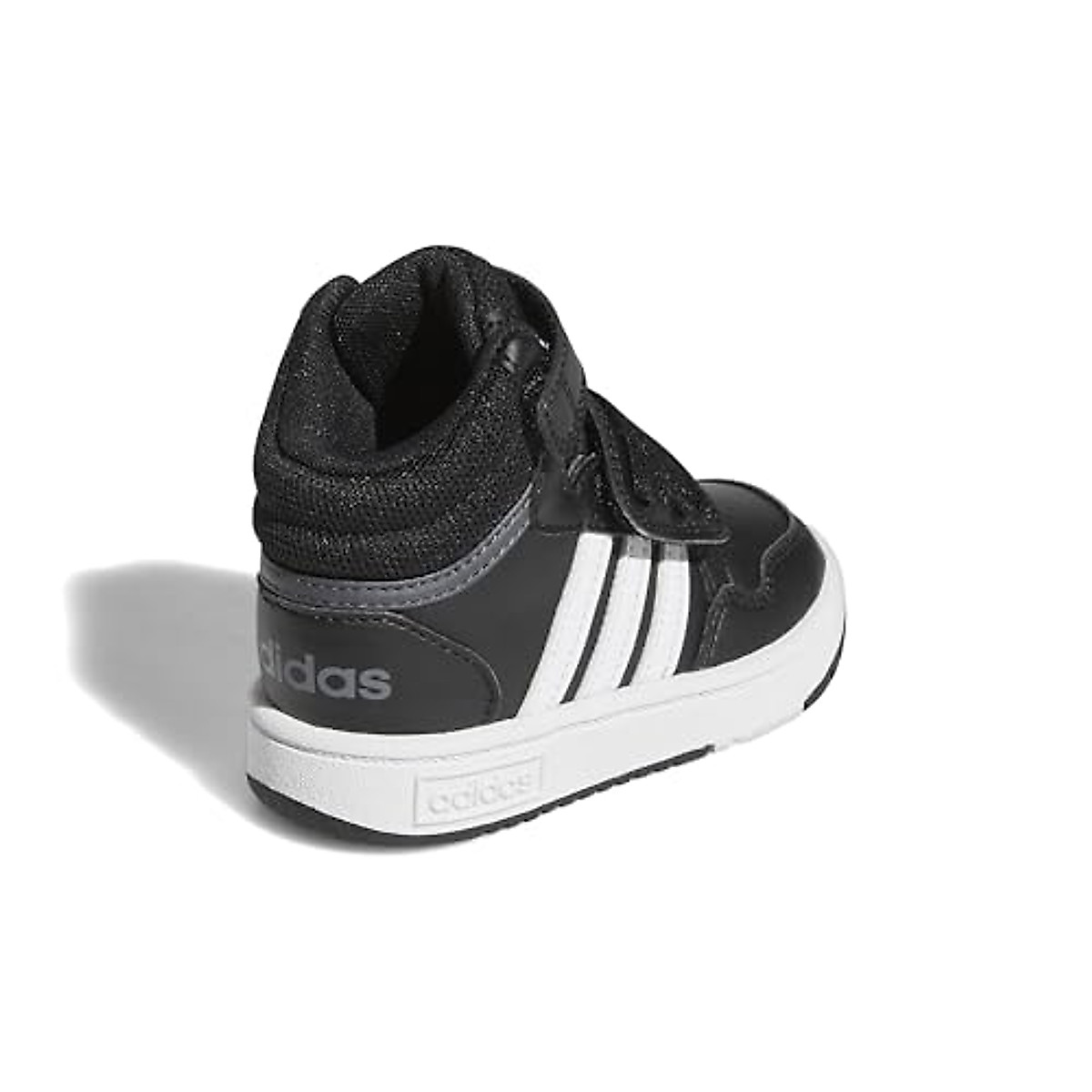 adidas Hoops 3.0 Basketball Shoe, Core Black/White/Grey, 2 US Unisex Little Kid