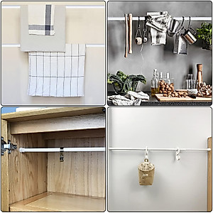 Goodtou 5 Pack Spring Tension Rods for Windows 28 to 48 Inch Adjustable White Tension Curtain Rods No Drilling Small Spring Loaded Curtain Rods for Closet Cupboard Bar