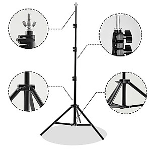 T Shape Backdrop Stand Kit 3.3 * 6.6FT, Adjustable Background Support Stand Kit with 2 Spring Clamps for Parties, Wedding, Photography, Decoration, BEIYANG