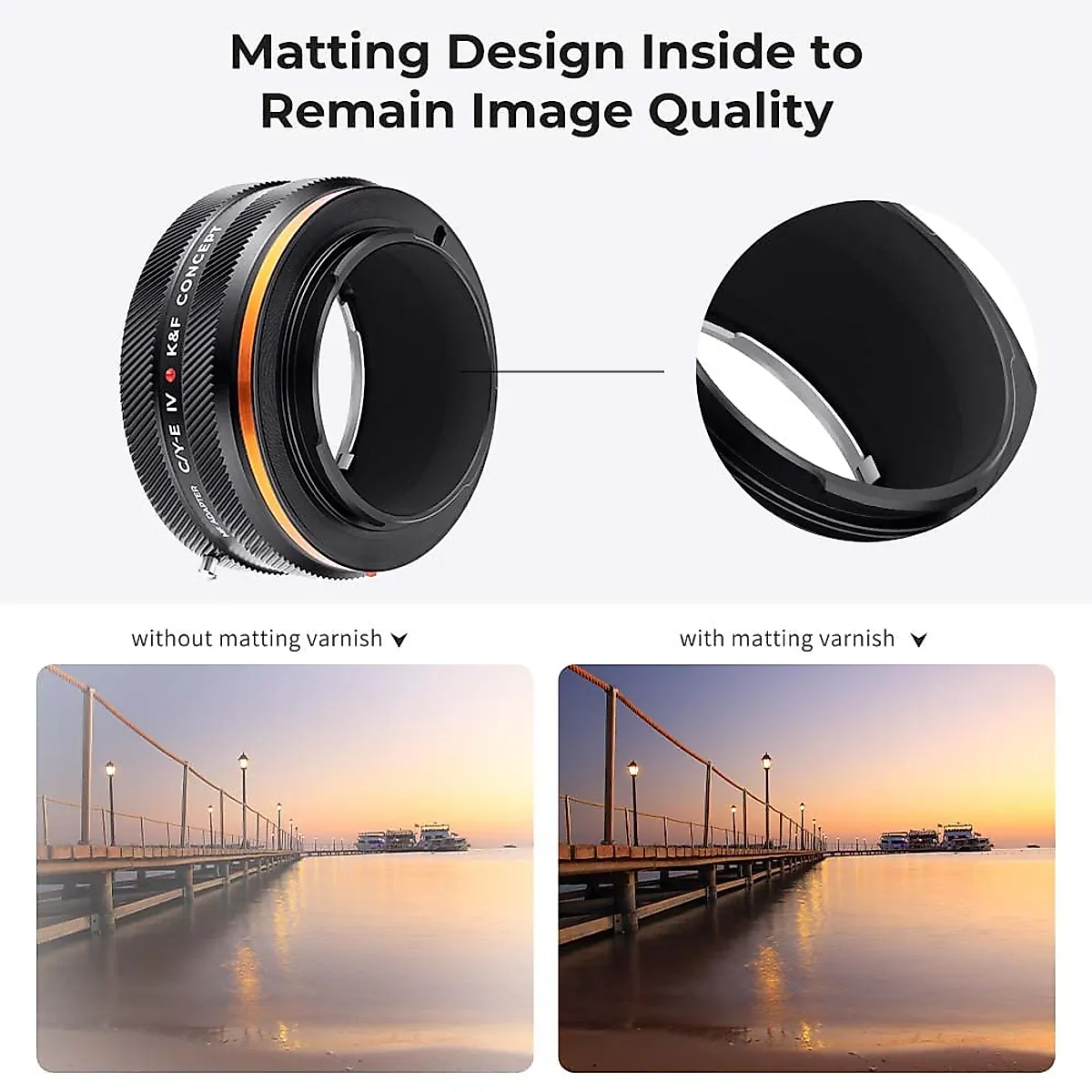 K&F Concept IV PRO C/Y-NEX Lens Mount Adapter Manual Focus Compatible with Contax/Yashica SLR Lens to Sony-E NEX Mount Camera Body with Matting Varnish Design