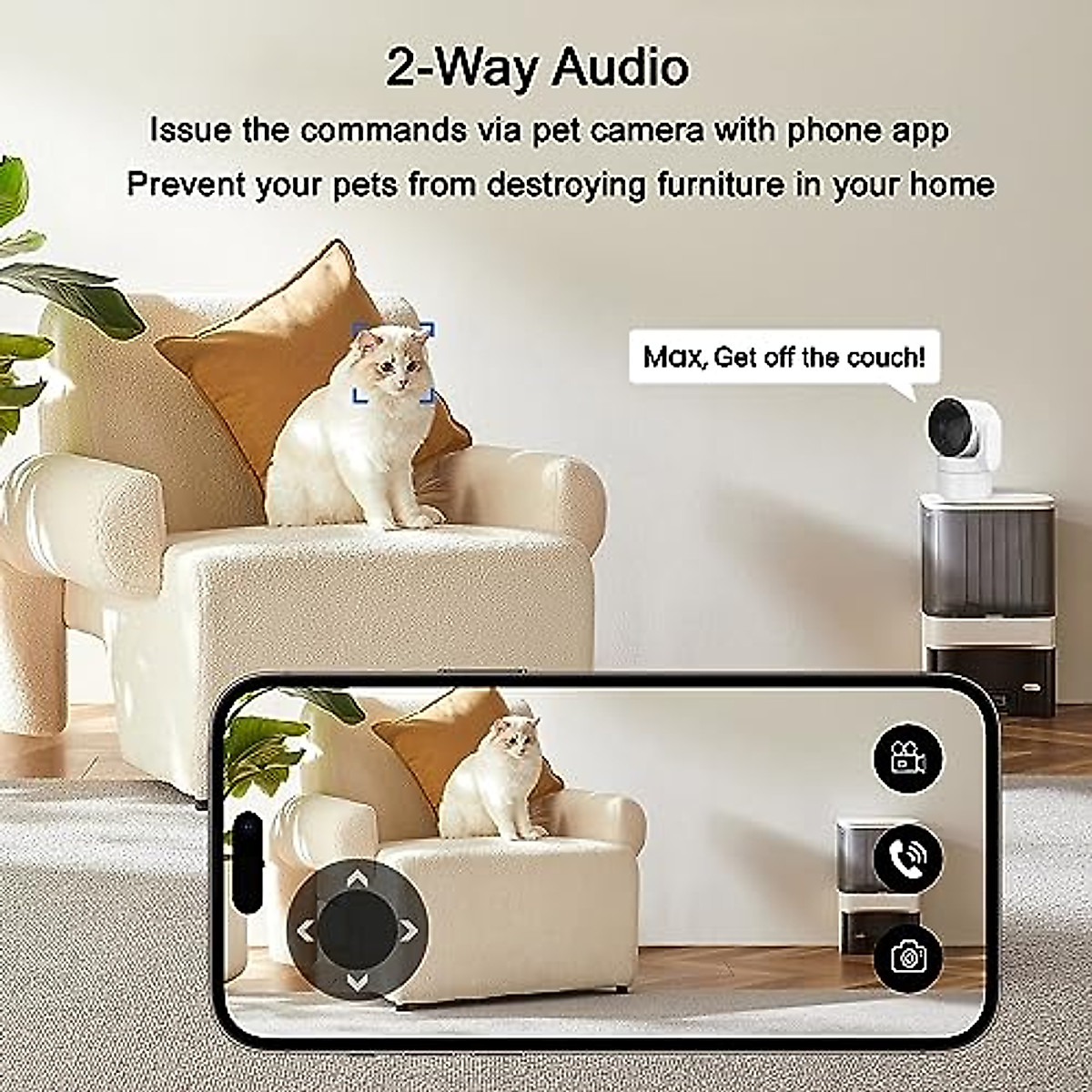 Indoor Home Security Camera, 1080P WiFi Pet Camera for Dog/Cat Monitor,360 Pan&Tilt, Privacy Mode, Micro SD Card & US Cloud Storage, 2-Way Audio, Google Assistant & Alexa Support (Wired Camera)