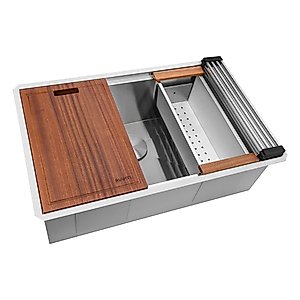 Ruvati 30-inch Workstation Ledge Undermount 16 Gauge Stainless Steel Kitchen Sink Single Bowl - RVH8310
