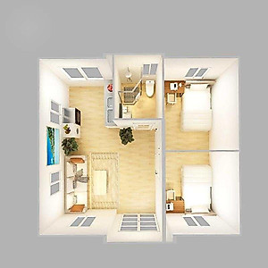 Generic 20Ft Pre Fabricated Expandable Container House | 2 Bedroom Set | Kitchen | Bathroom with a washbasin, Mirror | Luxury Tiny Villa | Portable Home |, White