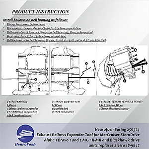 HeuroFosh 45497A1 Exhaust Bellows Expander Tool for Mercury Marine MerCruiser Stern Drive Alpha 1 Bravo 1 and 2 MC-1 R-MR and Blackhawk drive units 8M0096108 Sierra 18-9847