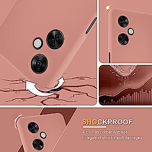 YENAPOON for OnePlus Nord N30 5G Case and 1 Pack Tempered Glass Screen Protector, Slim Liquid Silicone Shockproof Protective Case - Rose Pink