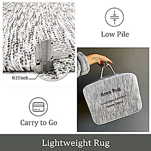 Lahome Hallway Runner, 2x6 Handwoven Reversible Washable Runner Rug, Grey Cotton Farmhouse Low Pile Bathroom Rug Long Carpet for Laundry Sink Doorway Decor