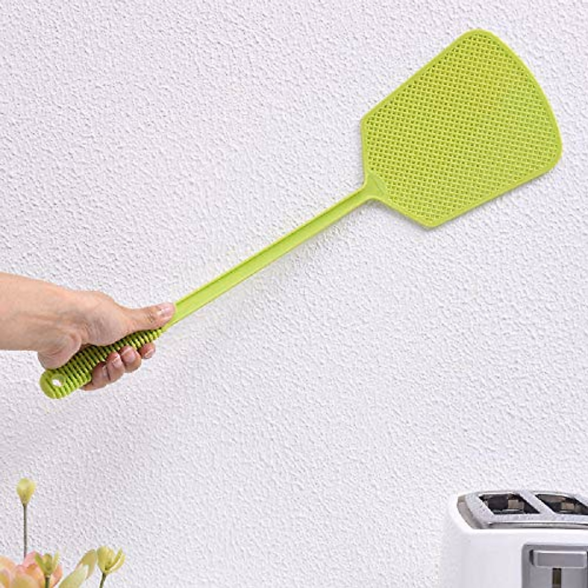 Fly Swatter, 5 Pack Strong Plastic Fly Swat Set Heavy Duty with Long Flexible Handle Manual Assorted Colors Multi Pack Fly Swatters
