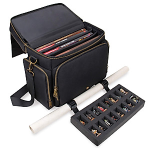 ENHANCE RPG Dungeons and Dragons Table Games Travel Bag with Miniatures, Padded Carry Bag with Multiple Compartments with Book Compartment (4-8) and Dice and Token Pocket
