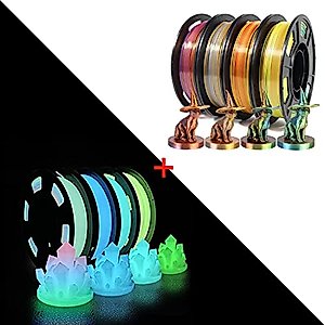 3D Printer Filament, Glow in The Dark Filament，Tri-Color Filament Bundle, pla Filament 1.75mm