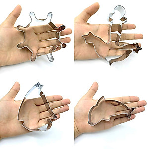 LILIAO Nautical Cookie Cutter Set - 4 Piece - Anchor, Sailboat, Rudder and Dolphin Biscuit Fondant Cutters - Stainless Steel