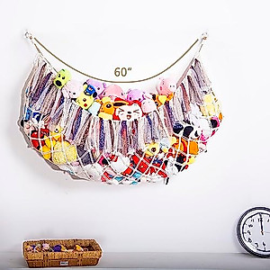 Amdermi Stuffed Animal Net or Hammock for Wall Plush Toy Holder Stuffed Animal Hammock Macrame Toy Display Toy Storage Organizers-Cream