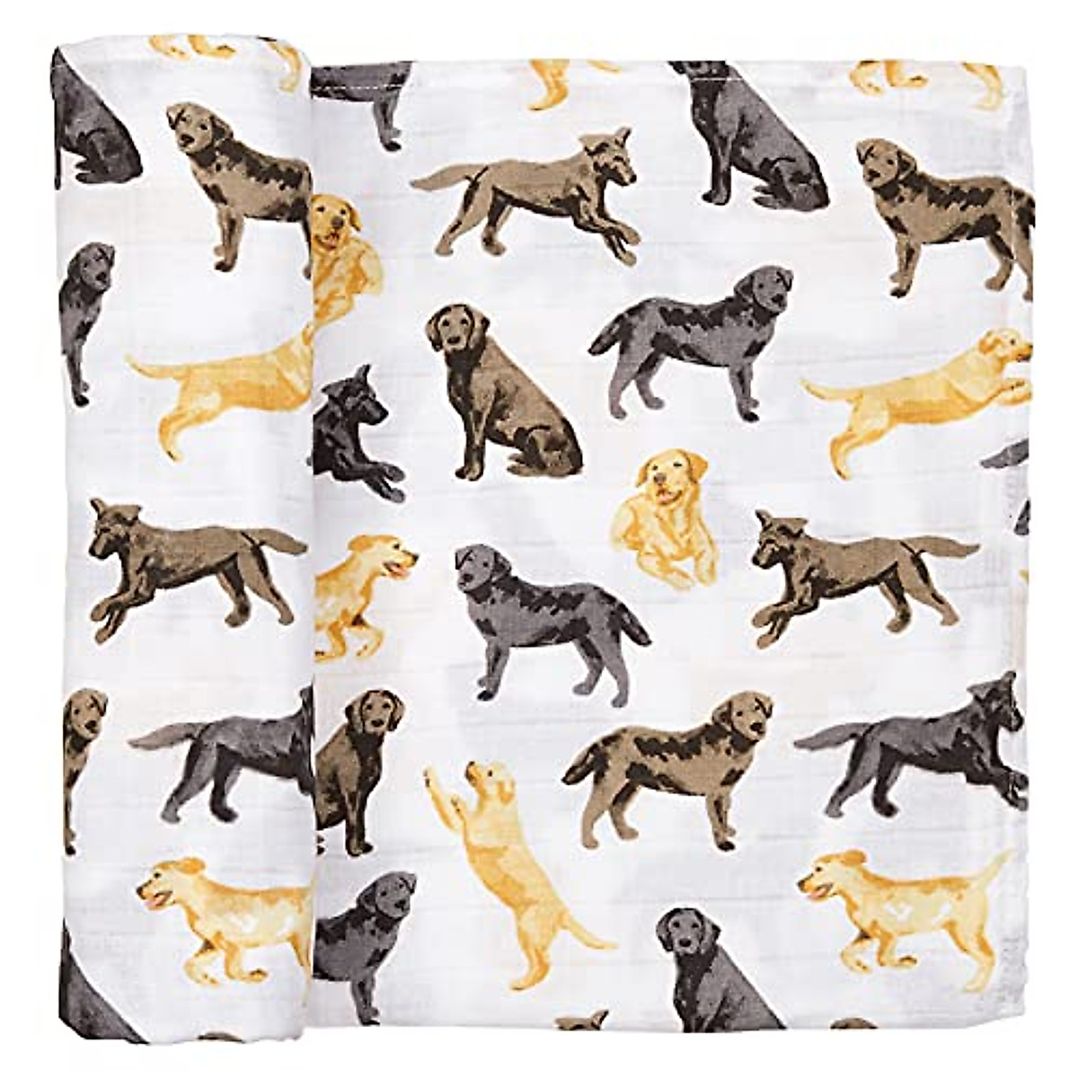 Mud Pie Labrador Retriever Print Muslin Baby Swaddle Blanket, 1 Piece