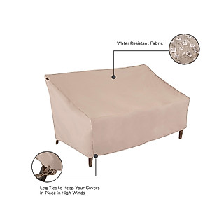 Modern Leisure Chalet Patio Loveseat Cover - Weather-Resistant Fabric - Outdoor Furniture Protection Perfect for Patio, Deck, and Porch - 66" L x 40" W x 39" H - Beige - 1-Pack