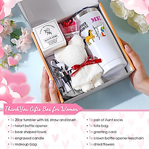 Yaomiao Mother's Day Aunt Gifts Ideas Best Aunt Ever Gifts from Niece Nephew Thank You for Being My Auntie 20 oz Travel Mug with Candle Auntie Makeup Tote Bag Socks for Women Holiday Birthday