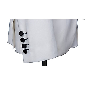 Mens White with Black Shawl Lapel Slim Fit Dress Suit Set Single Breasted Blazer Jacket Pants Tux,36chest/30waist
