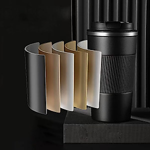 LOEENANC 12oz Travel Mug, Insulated Coffee Cup, Leak Proof, Anti-skid, Thermal Insulation For Over 8 Hours, Easy To Clean, Reusable Stainless Steel Double Deck Coffee Cup。