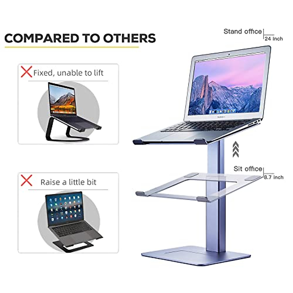 Tall Adjustable Laptop Stand | Sit/Stand & Eye-Level Camera