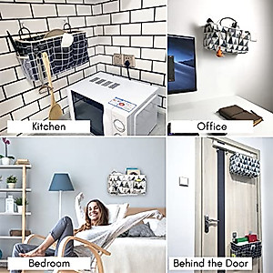 Kanrichu 2pcs Large Wall Hanging Organizer Bag, Linen Fabric Door Hanging Storage Baskets with Pockets, Waterproof Bin for Kitchen, Bedroom, Office, RV Camper (Gray)