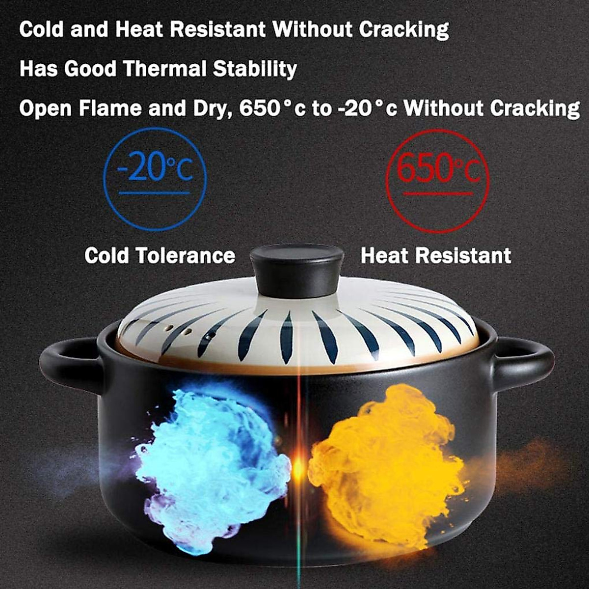 MYYINGBIN 1.5Liter Moroccan Tagine Pot Clay High Temperature Resistance Anti-Scalding Handle Slow Cooker Smooth Glazed Surface, A