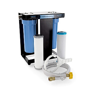 Camco EVO X2 Dual Stage Camper/RV Water Filter Kit | 2 Stage Filtration w/KDF & GAC | Filters Out Bad Taste, Odors, Lead, Bacteria & More | Provides Approx. 15,000 Gallons of Filtered Water (40639)